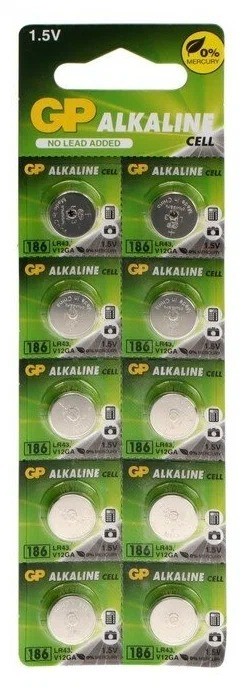Батарейка GP Alkaline cell 186-C10 AG12 LR43 BL10 - купить с доставкой