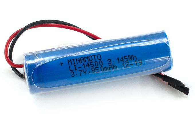 Аккумулятор Li-Ion Minamoto Li-14500-N/W 3.7V 850mAh с выводами под пайку (провода) - купить с ...
